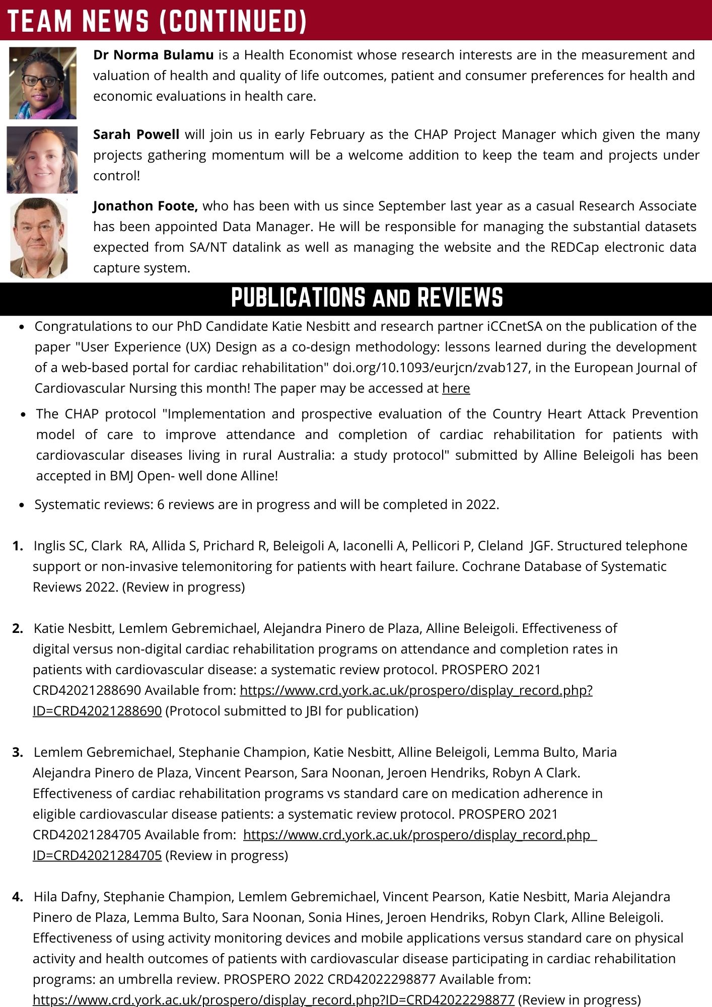 CHAP Team Newsletter - Jan / Feb 2022 | Country Heart Attack Prevention ...